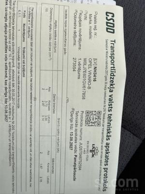 White Opel Vivaro 2016 in Riga, with an engine capacity of 1.60 L and mileage of 274 thousand km for 8500 €, photo 12 on AUTOMOTO.COM.LV