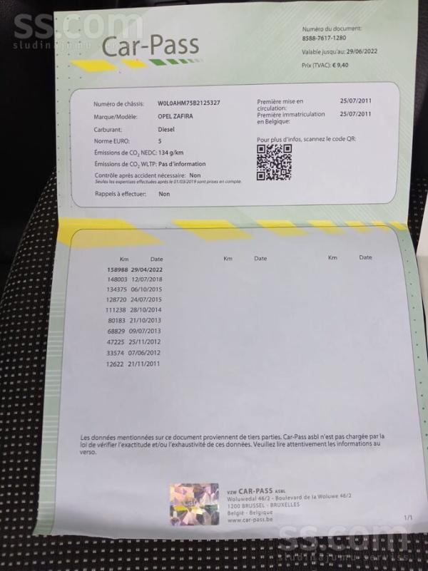 Черный Опель Зафира 2011 в Салдус, объемом двигателя 1.70 л и пробегом 212 тыс. км за 3350 €, фото 6 на AUTOMOTO.COM.LV