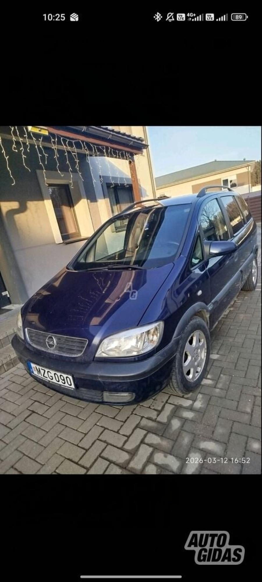 Blue Opel Zafira 2001 in Vilnius, with an engine capacity of 2.00 L and mileage of 370 thousand km for 1500 €, photo 1 on AUTOMOTO.COM.LV