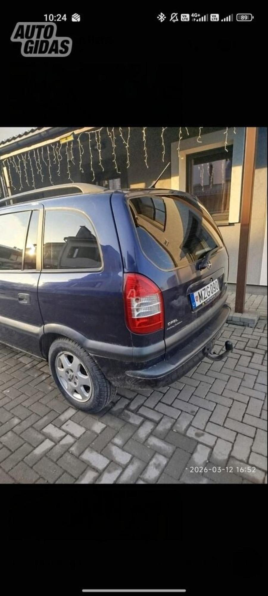 Blue Opel Zafira 2001 in Vilnius, with an engine capacity of 2.00 L and mileage of 370 thousand km for 1500 €, photo 2 on AUTOMOTO.COM.LV