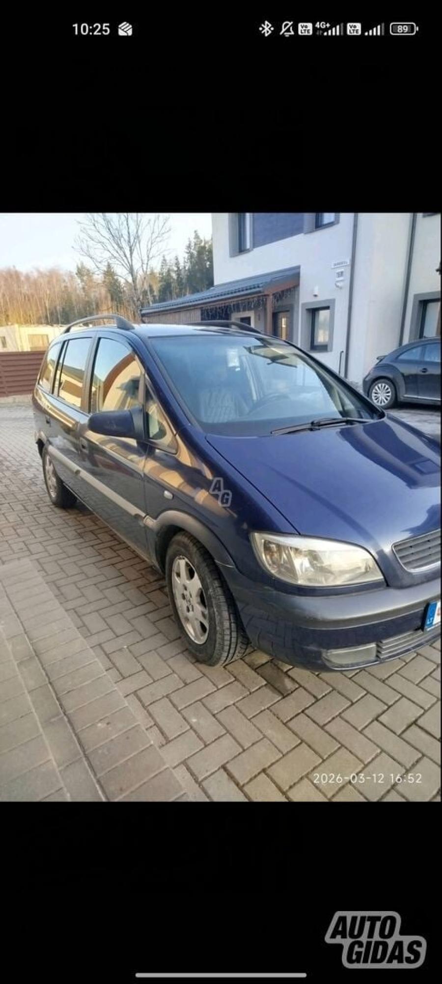 Blue Opel Zafira 2001 in Vilnius, with an engine capacity of 2.00 L and mileage of 370 thousand km for 1500 €, photo 3 on AUTOMOTO.COM.LV