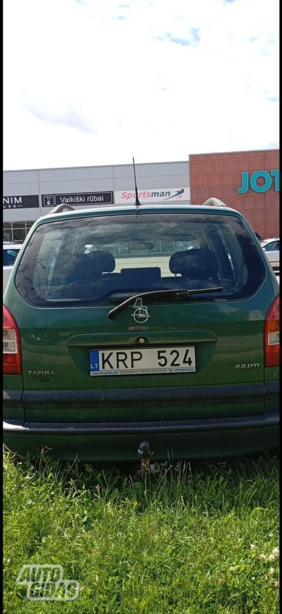 Zaļš Opel Zafira 2003 Marijampole, ar dzinēja tilpumu 2.20 L un nobraukumu 338 tūkst. km par 750 €, foto 6 vietnē AUTOMOTO.COM.LV