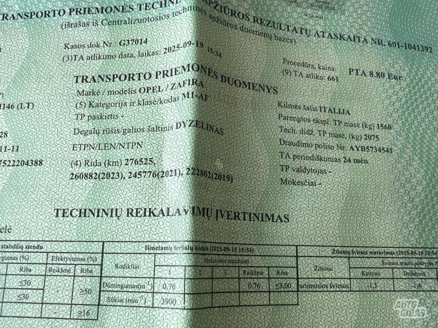 Pelēks Opel Zafira 2002 Šauļi, ar dzinēja tilpumu 2.00 L un nobraukumu 281 tūkst. km par 549 €, foto 19 vietnē AUTOMOTO.COM.LV