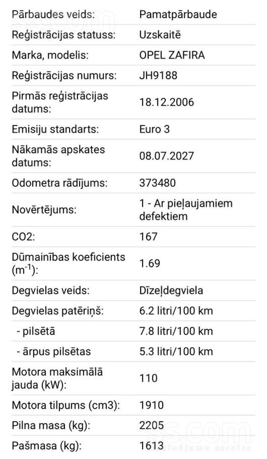 Pelēks Opel Zafira 2006 Cēsis, ar dzinēja tilpumu 1.90 L un nobraukumu 374 tūkst. km par 1150 €, foto 10 vietnē AUTOMOTO.COM.LV
