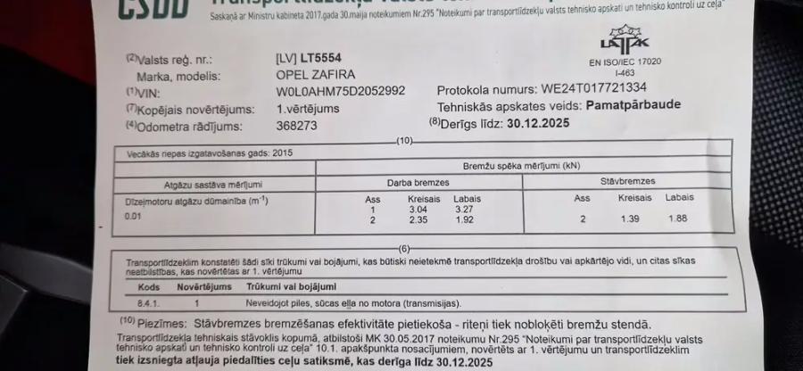 Серый Опель Зафира 2013 в Даугавпилс, объемом двигателя 1.70 л и пробегом 368 тыс. км за 2950 €, фото 34 на AUTOMOTO.COM.LV