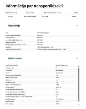Grey Opel Zafira 2018 in Riga, with an engine capacity of 2.00 L and mileage of 92 thousand km for 15950 €, photo 26 on AUTOMOTO.COM.LV