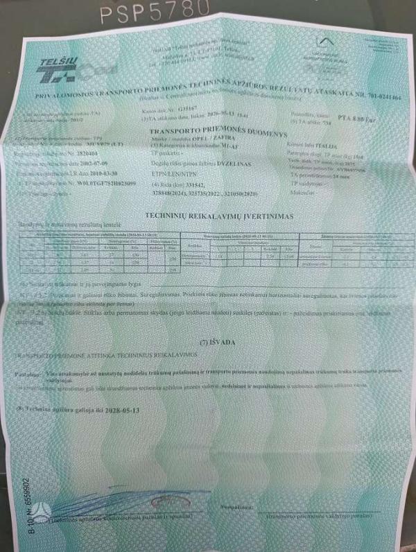 Серый Опель Зафира 2002 в Плунге, объемом двигателя 2.00 л и пробегом 332 тыс. км за 850 €, фото 8 на AUTOMOTO.COM.LV