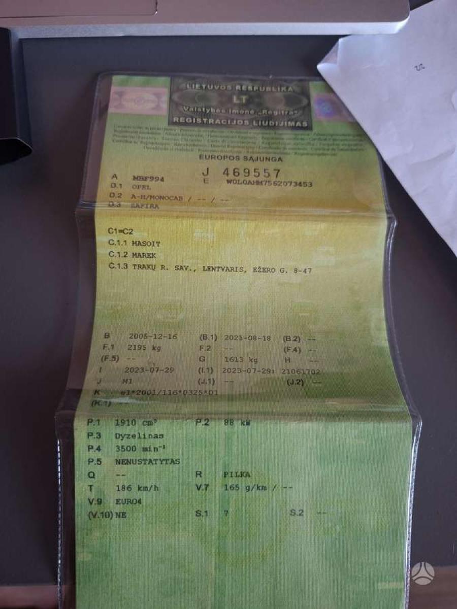 Серый Опель Зафира 2006 в Вильнюс, объемом двигателя 1.91 л и пробегом 234 тыс. км за 600 €, фото 6 на AUTOMOTO.COM.LV