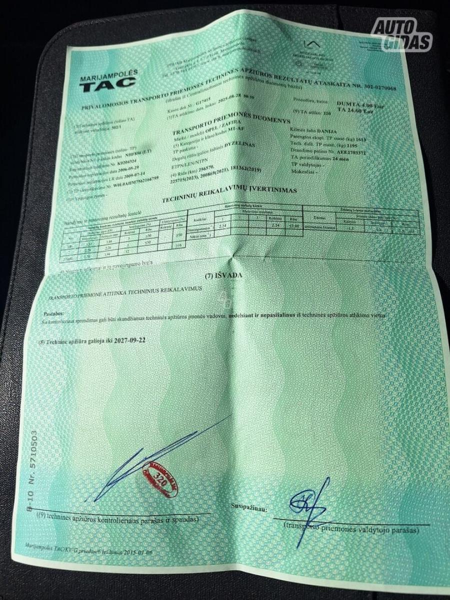 Опель Зафира 2006 в Бирштонас, объемом двигателя 1.90 л и пробегом 295 тыс. км за 1350 €, фото 6 на AUTOMOTO.COM.LV