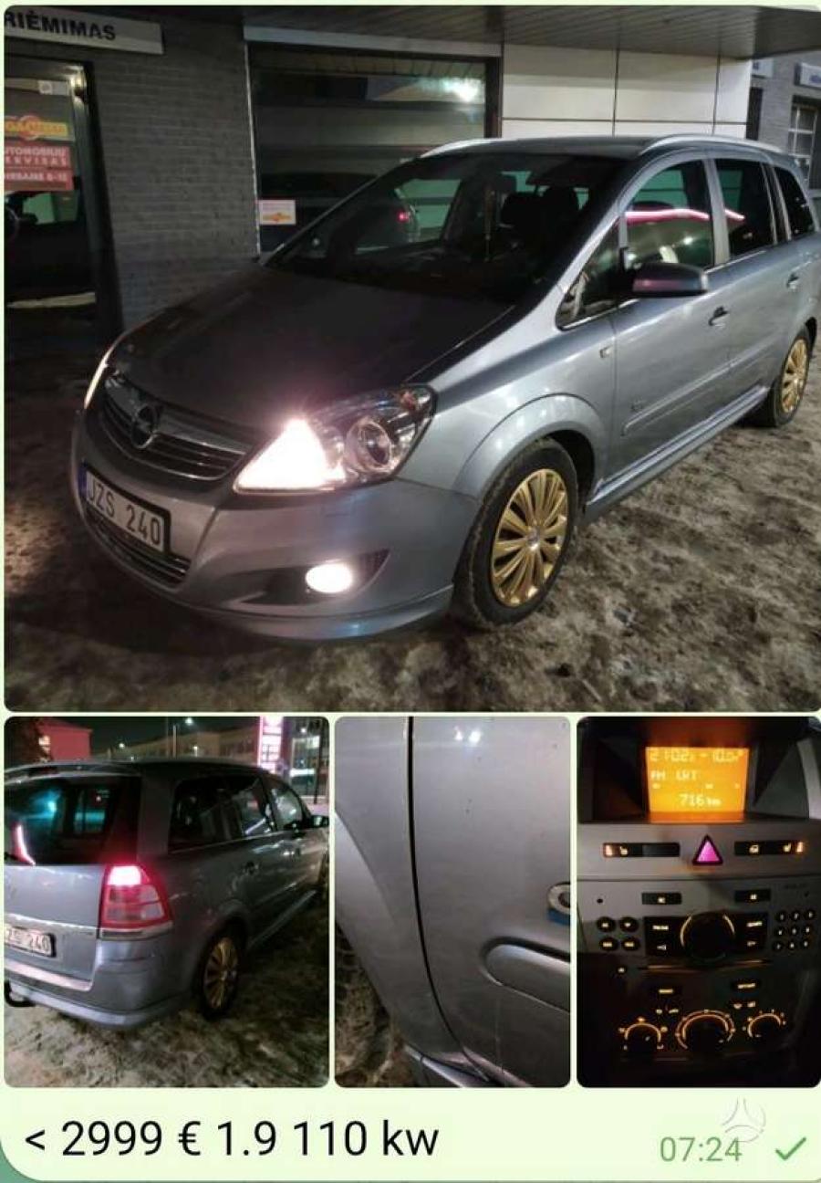 Opel Zafira 2008 Viļņa, ar dzinēja tilpumu 1.91 L un nobraukumu 305 tūkst. km par 2999 €, foto 21 vietnē AUTOMOTO.COM.LV
