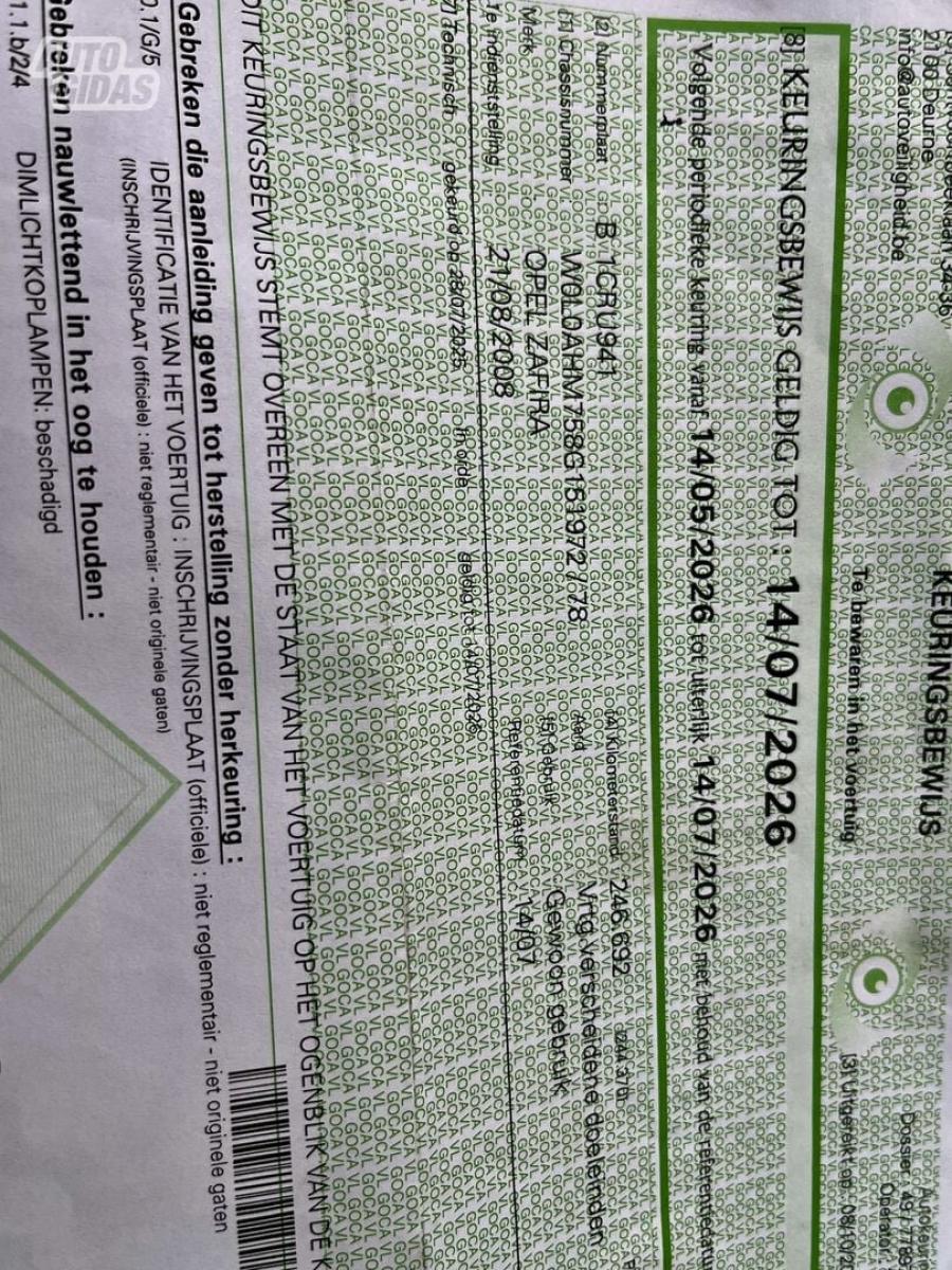 Опель Зафира 2008 в Каунас, объемом двигателя 1.90 л и пробегом 249 тыс. км за 2700 €, фото 13 на AUTOMOTO.COM.LV
