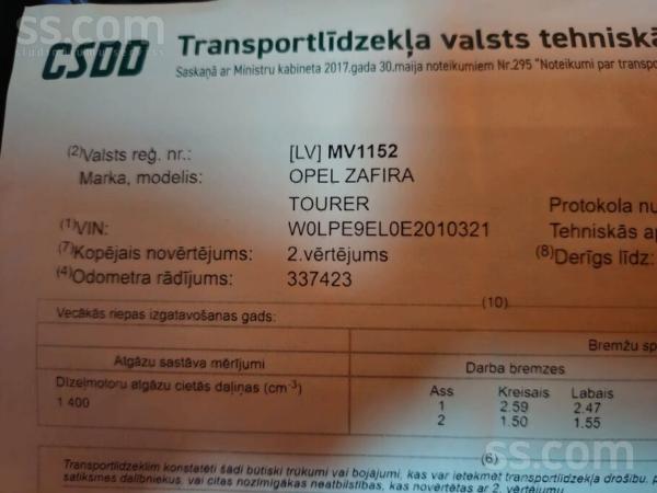 Opel Zafira 2014 in Riga, with an engine capacity of 2.00 L and mileage of 352 thousand km for 4650 €, photo 8 on AUTOMOTO.COM.LV