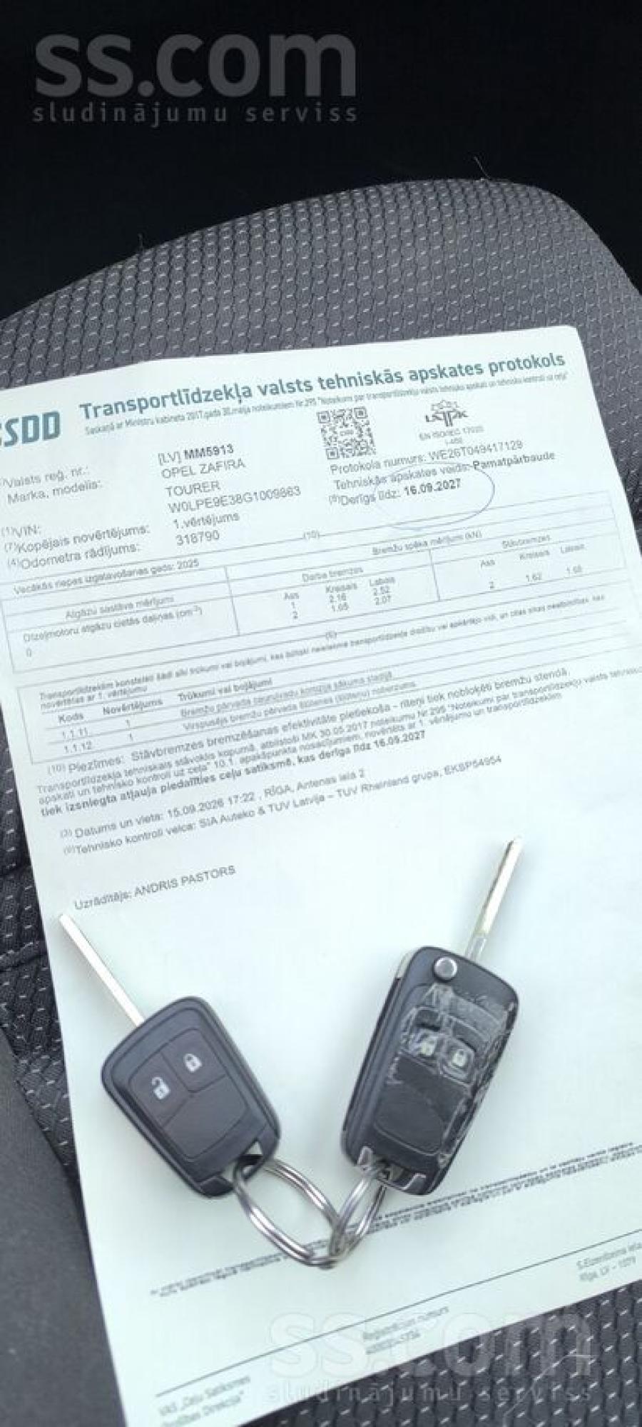 Красный Опель Зафира 2015 в Тукумс, объемом двигателя 1.60 л и пробегом 310 тыс. км за 6500 €, фото 12 на AUTOMOTO.COM.LV