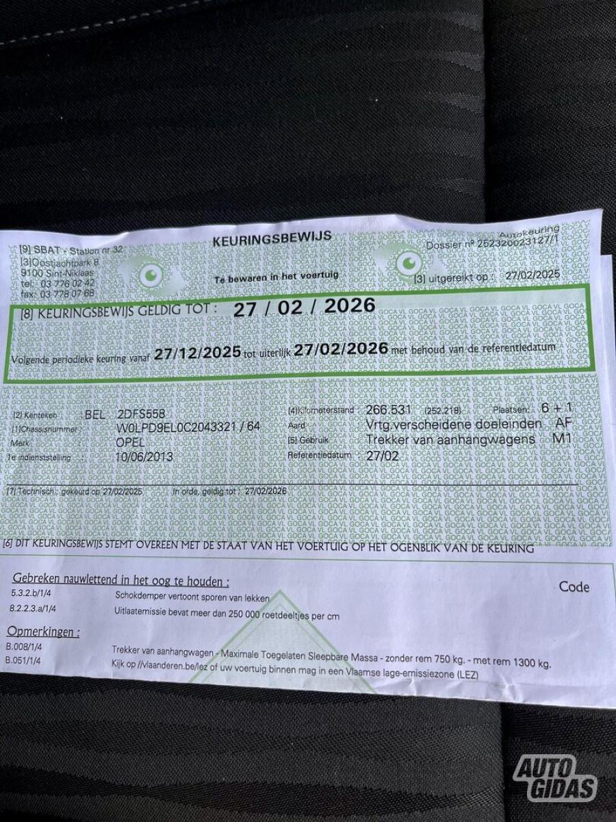 Opel Zafira 2013 in Kaunas, with an engine capacity of 2.00 L and mileage of 268 thousand km for 4250 €, photo 19 on AUTOMOTO.COM.LV