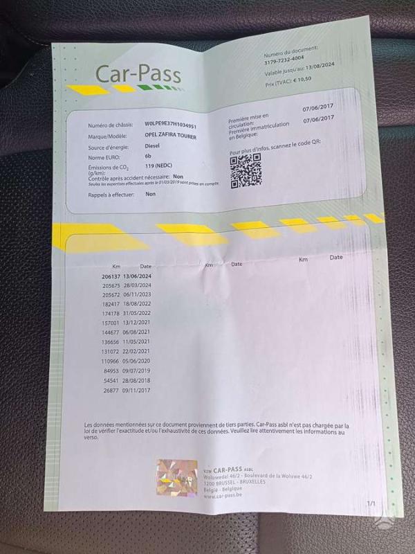 Black Opel Zafira Tourer 2017 in Alytus, with an engine capacity of 1.60 L and mileage of 220 thousand km for 7950 €, photo 10 on AUTOMOTO.COM.LV