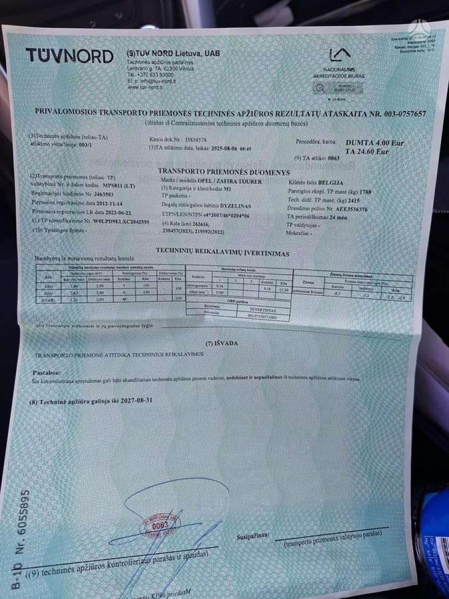 Серый Опель Zafira Tourer 2012 в Вильнюс, объемом двигателя 0.00 л и пробегом 276 тыс. км за 4200 €, фото 14 на AUTOMOTO.COM.LV