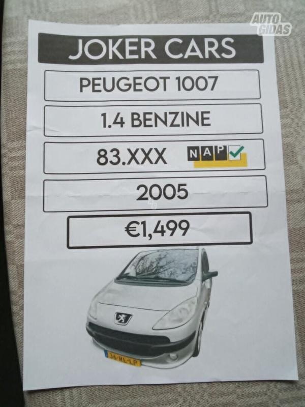 Grey Peugeot 1007 2005 in Palanga, with an engine capacity of 1.40 L and mileage of 90 thousand km for 500 €, photo 6 on AUTOMOTO.COM.LV