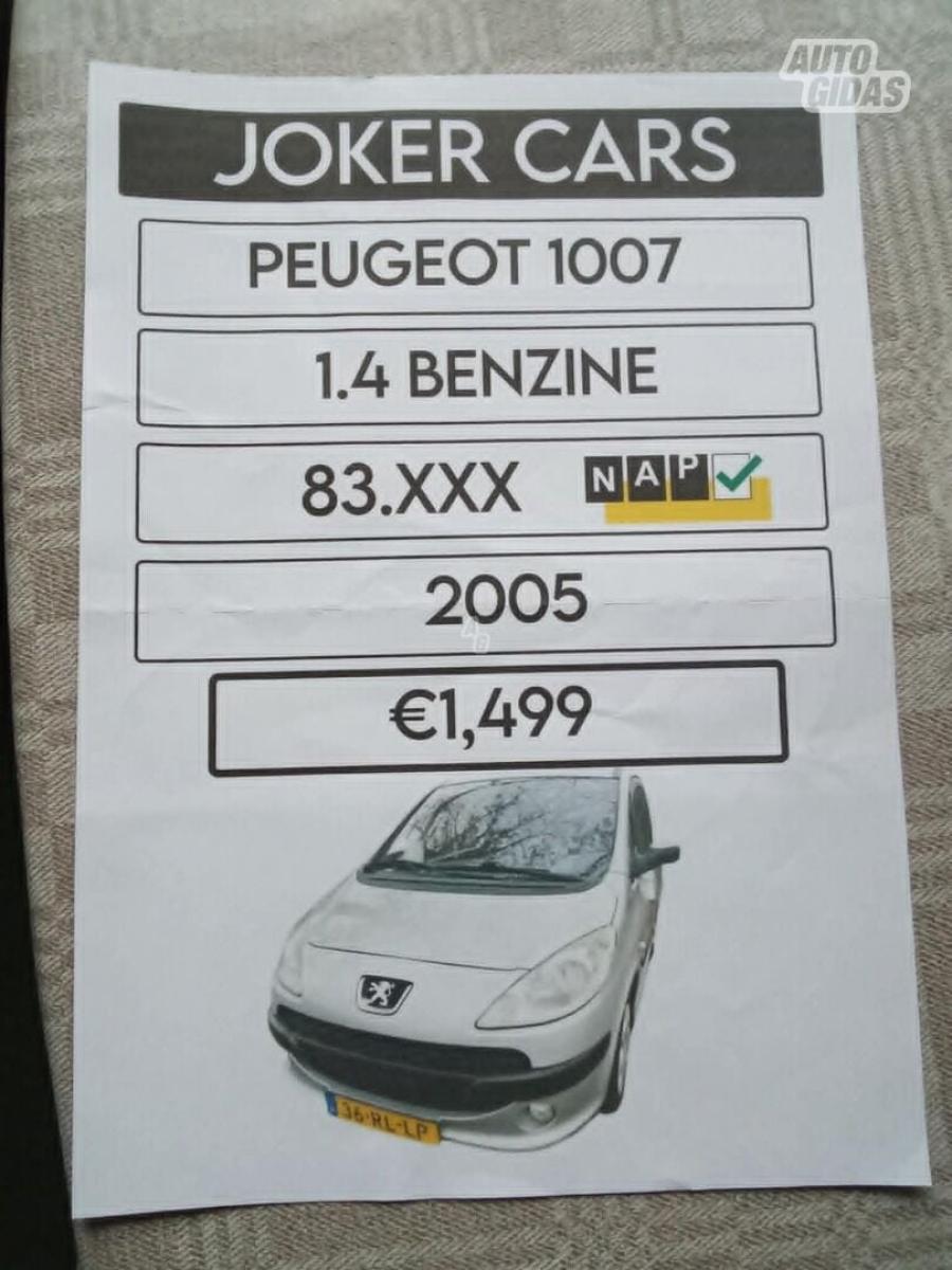 Grey Peugeot 1007 2005 in Palanga, with an engine capacity of 1.40 L and mileage of 90 thousand km for 500 €, photo 7 on AUTOMOTO.COM.LV