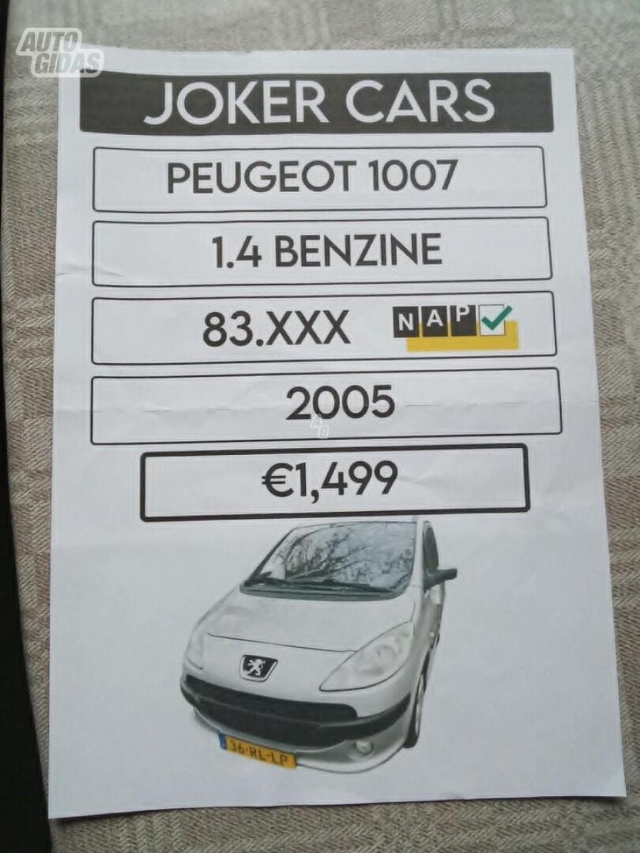 Серый Пежо 1007 2005 в Паланга, объемом двигателя 1.40 л и пробегом 90 тыс. км за 500 €, фото 12 на AUTOMOTO.COM.LV