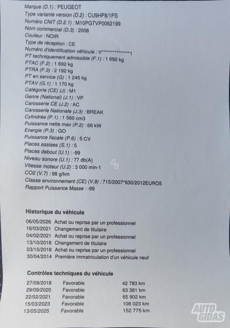 Peugeot 2008 2014 Tauragė, ar dzinēja tilpumu 1.60 L un nobraukumu 175 tūkst. km par 5400 €, foto 21 vietnē AUTOMOTO.COM.LV