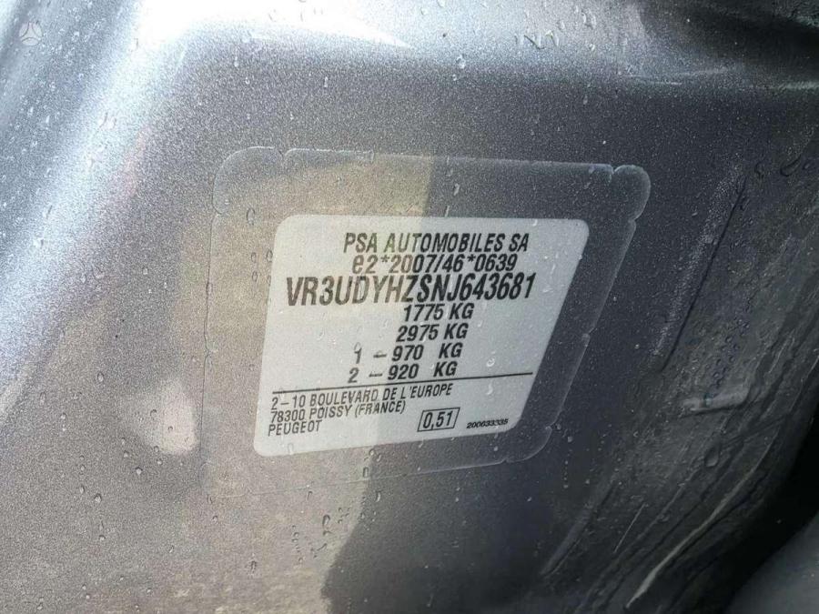 Pelēks Peugeot 2008 2022 Viļņa, ar dzinēja tilpumu 1.50 L un nobraukumu 147 tūkst. km par 15367 €, foto 16 vietnē AUTOMOTO.COM.LV