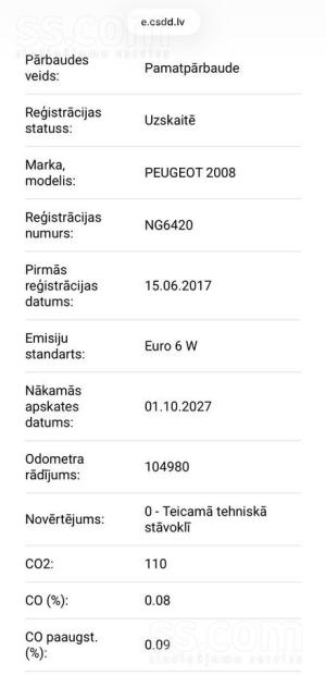 Белый Пежо 2008 2017 в Рига, объемом двигателя 1.20 л и пробегом 105 тыс. км за 9600 €, фото 9 на AUTOMOTO.COM.LV