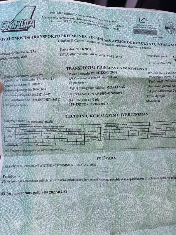 Белый Пежо 2008 2014 в Варена, объемом двигателя 1.60 л и пробегом 175 тыс. км за 3700 €, фото 9 на AUTOMOTO.COM.LV