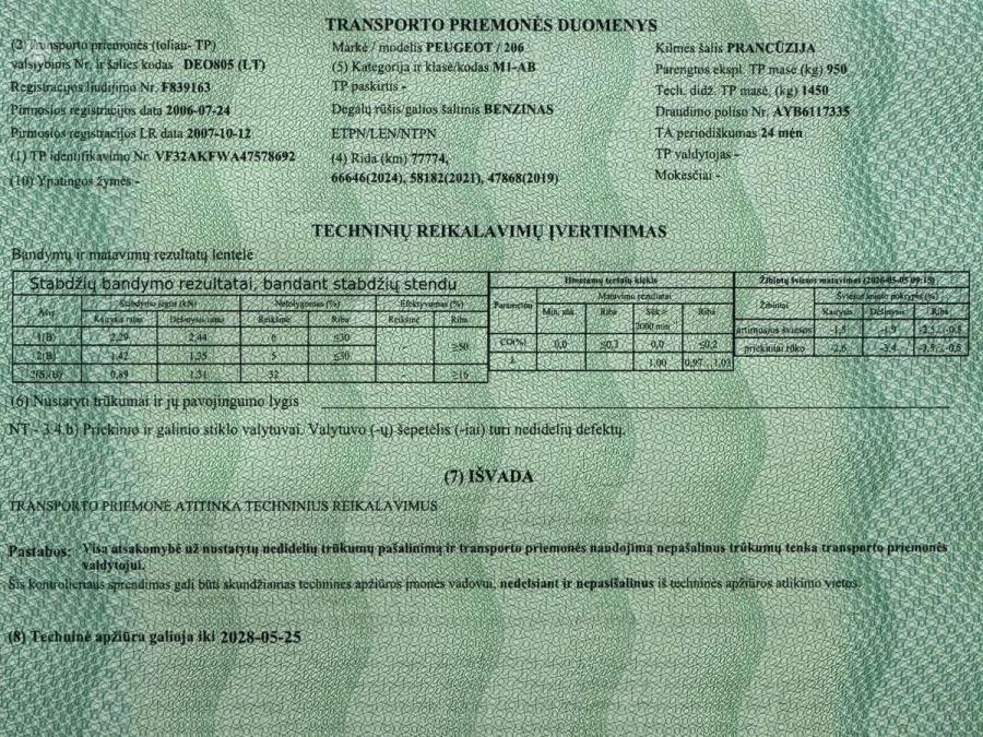 Серый Пежо 206 2006 в Каунас, объемом двигателя 1.36 л и пробегом 78 тыс. км за 2000 €, фото 5 на AUTOMOTO.COM.LV