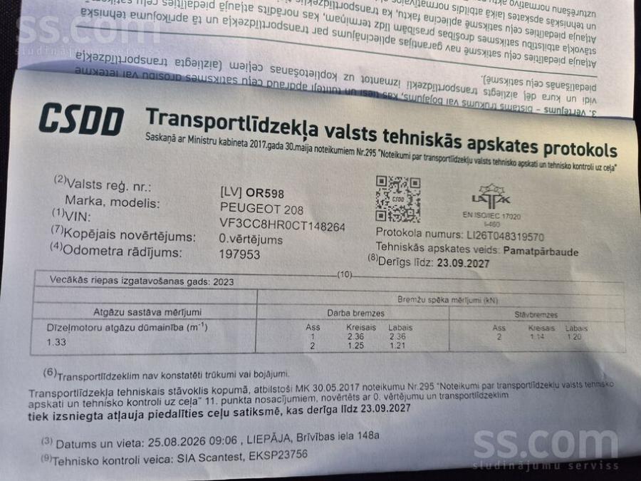 Zils Peugeot 208 2012 Liepāja, ar dzinēja tilpumu 1.40 L un nobraukumu 198 tūkst. km par 3800 €, foto 24 vietnē AUTOMOTO.COM.LV
