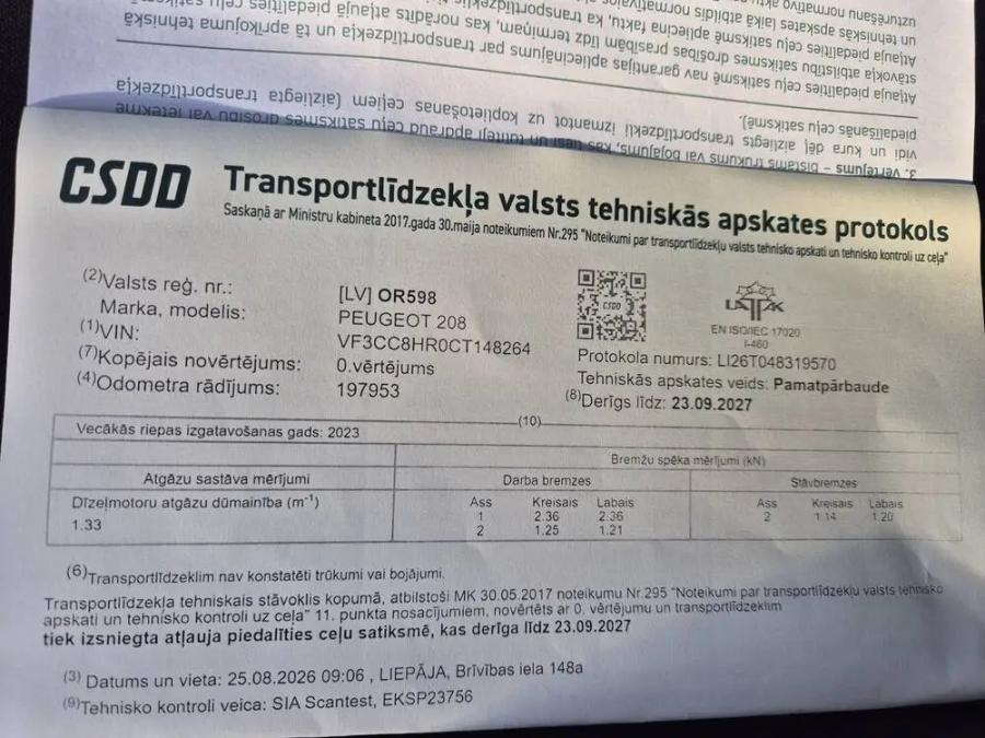Blue Peugeot 208 2012 in Liepaja, with an engine capacity of 1.40 L and mileage of 198 thousand km for 3800 €, photo 24 on AUTOMOTO.COM.LV