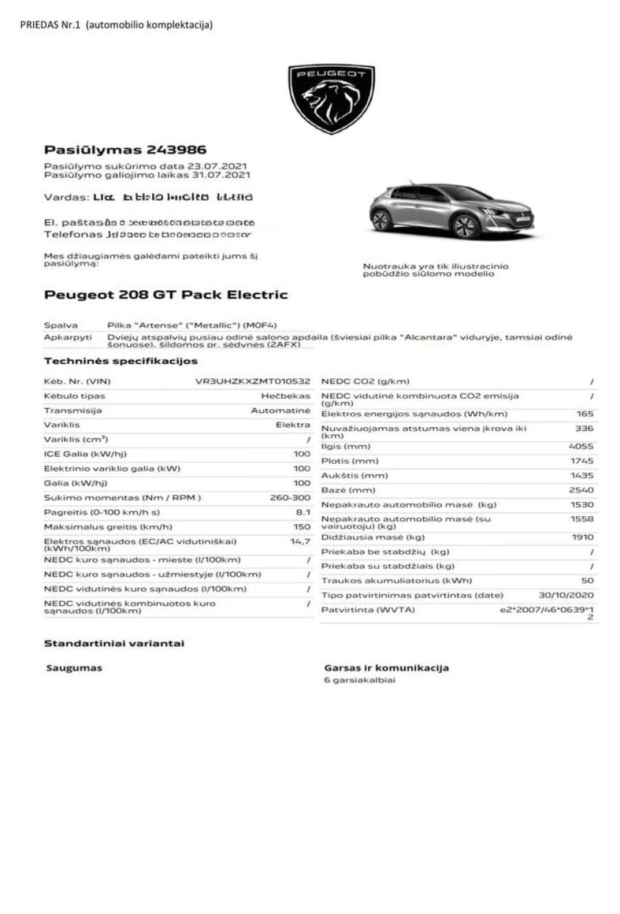 Pelēks Peugeot 208 2021 Kauņa, ar dzinēja tilpumu 0.00 L un nobraukumu 67 tūkst. km par 16000 €, foto 28 vietnē AUTOMOTO.COM.LV