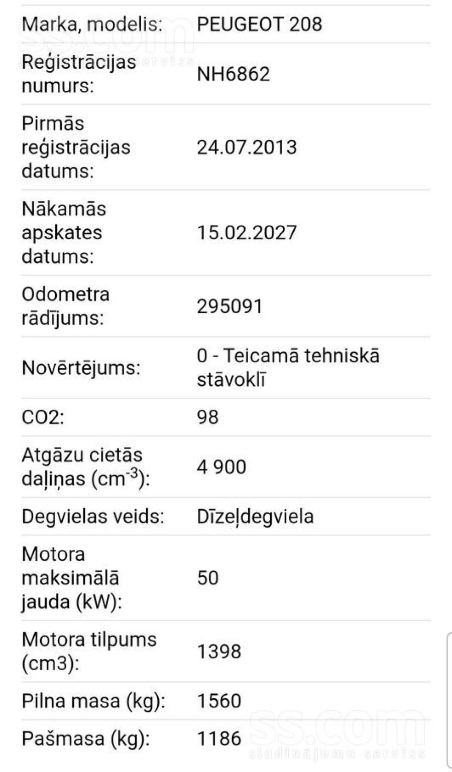 Белый Пежо 208 2013 в Елгава, объемом двигателя 1.40 л и пробегом 296 тыс. км за 2450 €, фото 13 на AUTOMOTO.COM.LV
