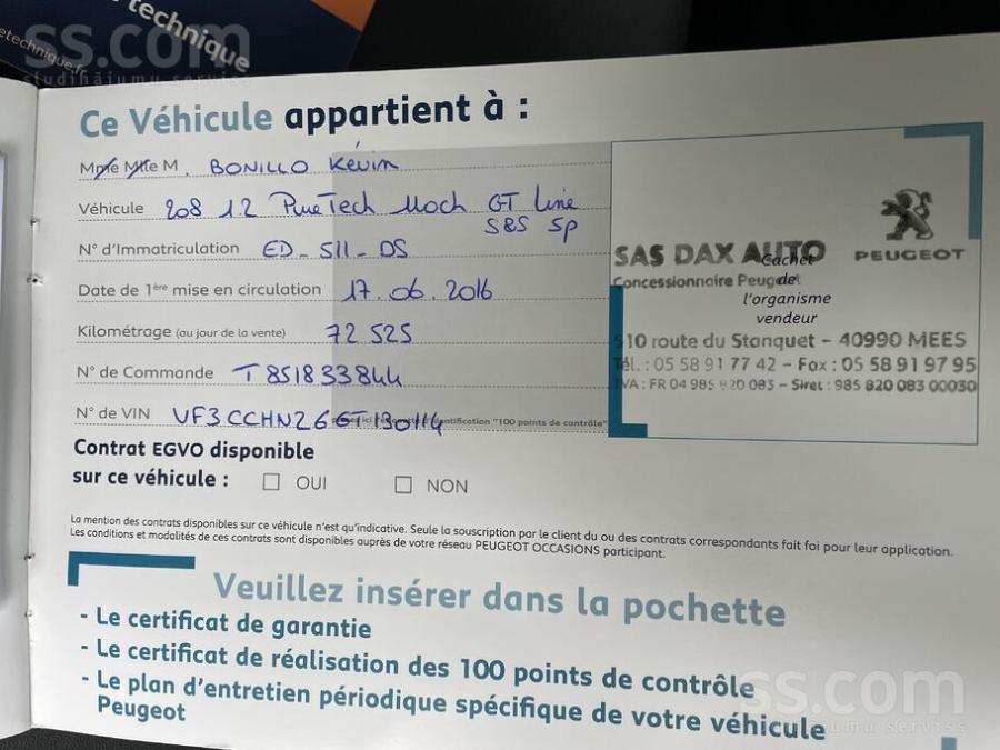 White Peugeot 208 2016 in Riga, with an engine capacity of 1.20 L and mileage of 137 thousand km for 6500 €, photo 26 on AUTOMOTO.COM.LV