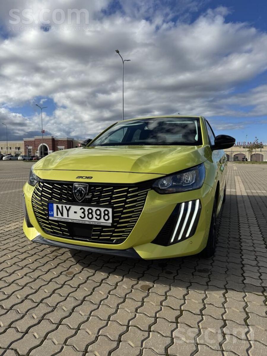 Yellow Peugeot 208 2024 in Riga, with an engine capacity of 1.20 L and mileage of 17 thousand km for 18300 €, photo 1 on AUTOMOTO.COM.LV