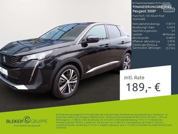 Melns Peugeot 3008 2023 Kauņa, ar dzinēja tilpumu 1.20 L un nobraukumu 33 tūkst. km par 24439 €, foto 1 vietnē AUTOMOTO.COM.LV