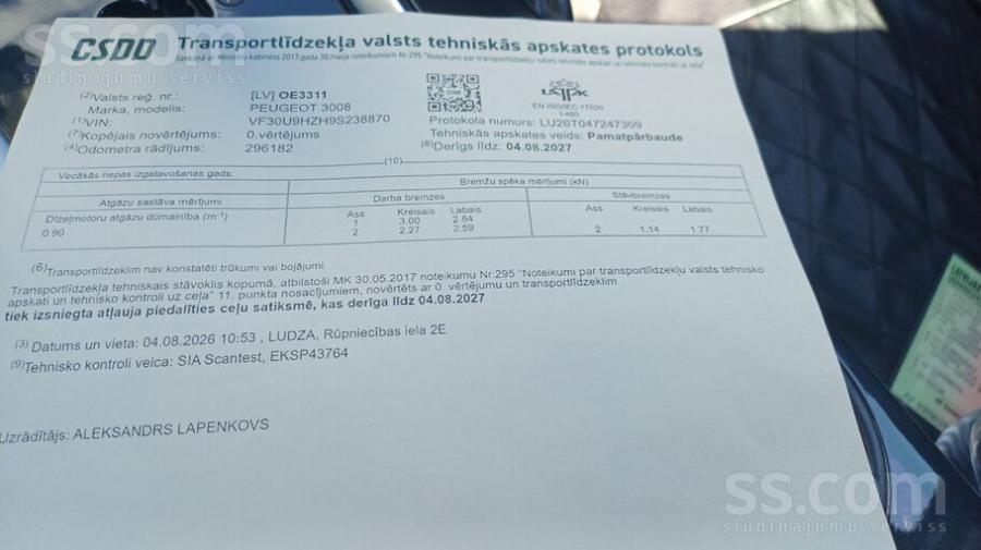 Черный Пежо 3008 2010 в Лудза, объемом двигателя 1.60 л и пробегом 296 тыс. км за 4200 €, фото 8 на AUTOMOTO.COM.LV