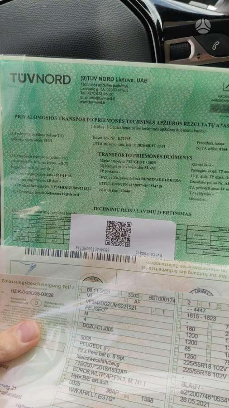 Синий Пежо 3008 2021 в Вильнюс, объемом двигателя 1.60 л и пробегом 78 тыс. км за 18990 €, фото 11 на AUTOMOTO.COM.LV