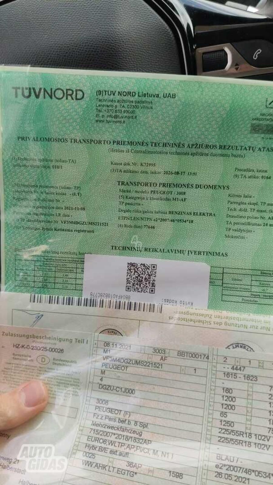 Синий Пежо 3008 2021 в Вильнюс, объемом двигателя 1.60 л и пробегом 78 тыс. км за 18990 €, фото 4 на AUTOMOTO.COM.LV