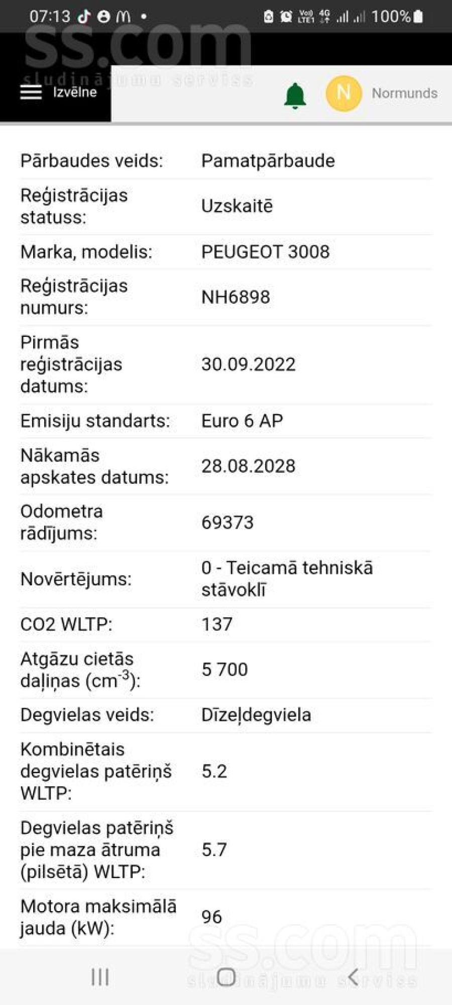 Синий Пежо 3008 2022 в Рига, объемом двигателя 1.50 л и пробегом 69 тыс. км за 19800 €, фото 12 на AUTOMOTO.COM.LV