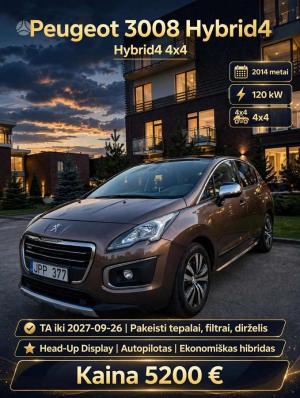 Brown Peugeot 3008 2014 in Mazeikiai, with an engine capacity of 2.00 L and mileage of 283 thousand km for 5200 €, photo  on AUTOMOTO.COM.LV