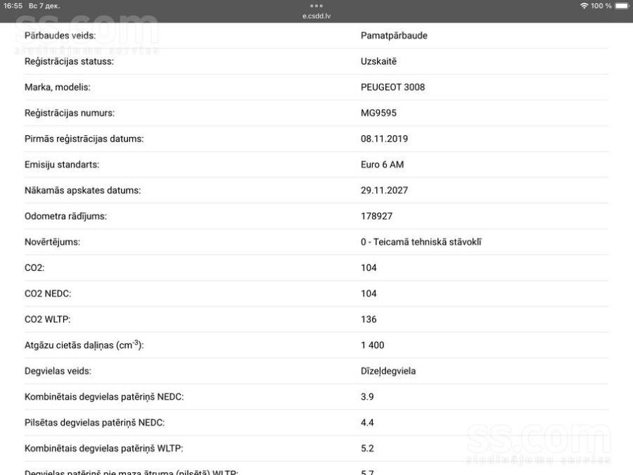 Brown Peugeot 3008 2019 in Tukums, with an engine capacity of 1.50 L and mileage of 180 thousand km for 13390 €, photo 11 on AUTOMOTO.COM.LV