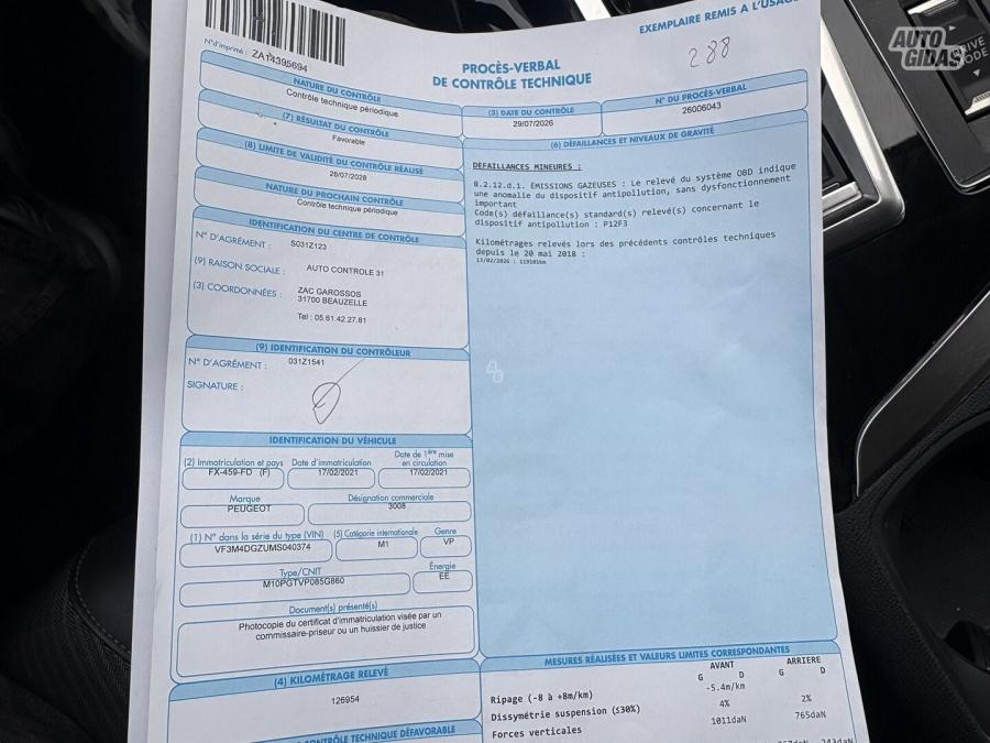 Пежо 3008 2022 в Каунас, объемом двигателя 1.60 л и пробегом 129 тыс. км за 16300 €, фото 19 на AUTOMOTO.COM.LV