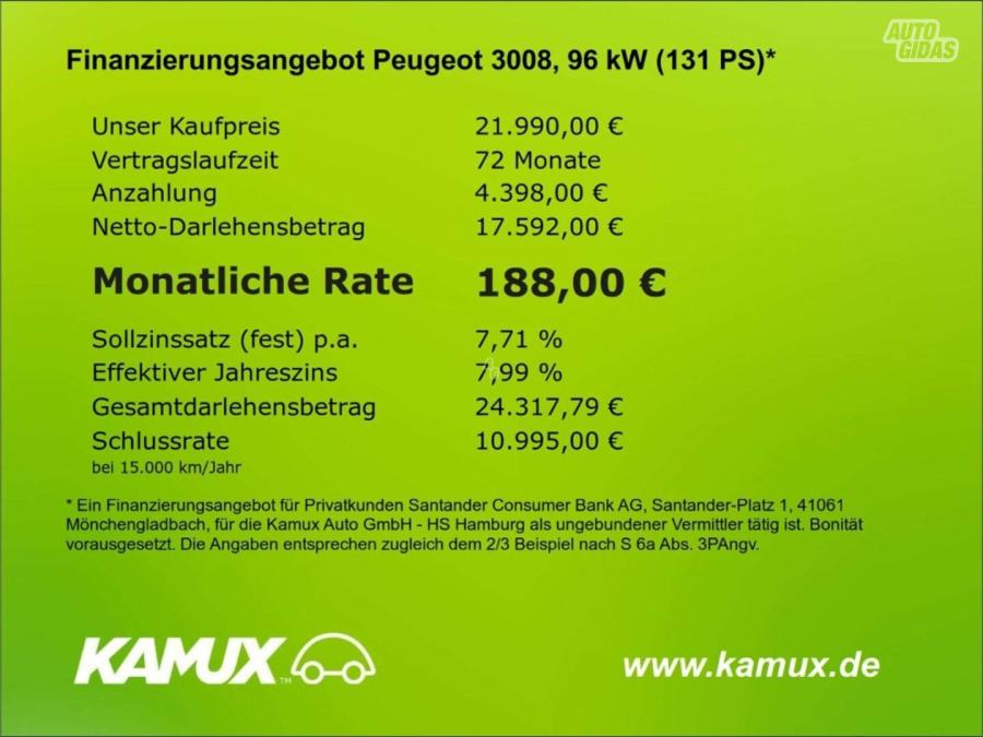Серый Пежо 3008 2024 в Каунас, объемом двигателя 1.20 л и пробегом 58 тыс. км за 24450 €, фото 12 на AUTOMOTO.COM.LV