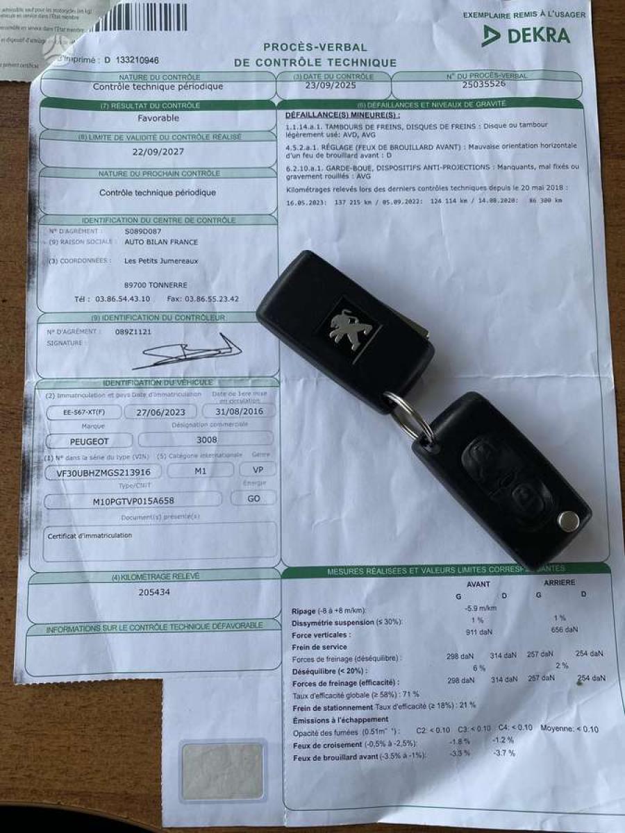 Серый Пежо 3008 2016 в Вильнюс, объемом двигателя 1.60 л и пробегом 218 тыс. км за 5650 €, фото 18 на AUTOMOTO.COM.LV