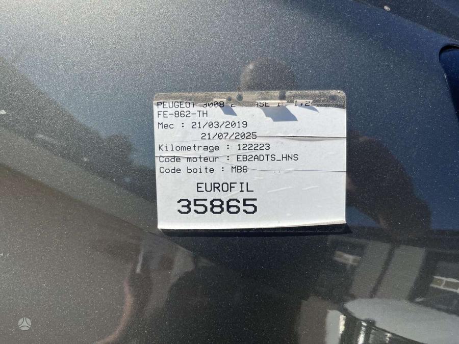 Серый Пежо 3008 2019 в Таураге, объемом двигателя 1.20 л и пробегом 122 тыс. км за 7700 €, фото 27 на AUTOMOTO.COM.LV