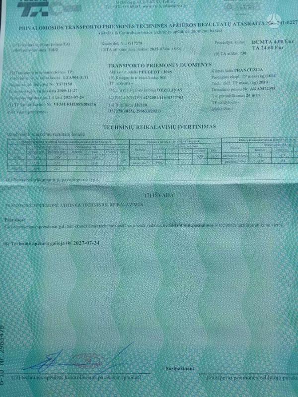 Пежо 3008 2010 в Ретавас, объемом двигателя 2.00 л и пробегом 382 тыс. км за 3500 €, фото 9 на AUTOMOTO.COM.LV