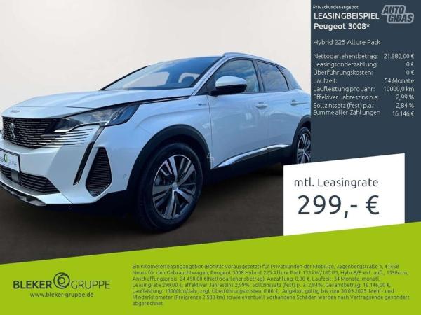 Balts Peugeot 3008 2021 Kauņa, ar dzinēja tilpumu 1.60 L un nobraukumu 25 tūkst. km par 24130 €, foto 1 vietnē AUTOMOTO.COM.LV