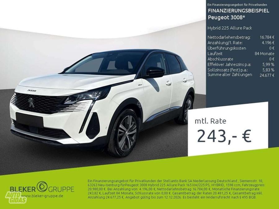 Balts Peugeot 3008 2022 Kauņa, ar dzinēja tilpumu 1.60 L un nobraukumu 49 tūkst. km par 23409 €, foto 1 vietnē AUTOMOTO.COM.LV