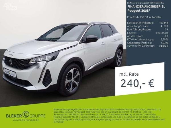 White Peugeot 3008 2023 in Kaunas, with an engine capacity of 1.20 L and mileage of 61 thousand km for 23100 €, photo 1 on AUTOMOTO.COM.LV