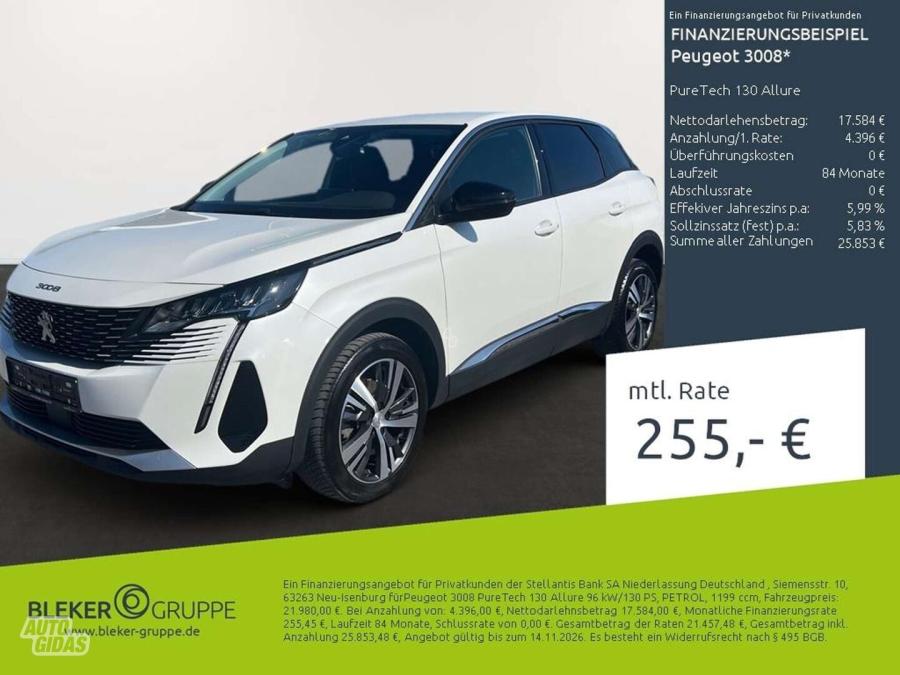 Balts Peugeot 3008 2023 Kauņa, ar dzinēja tilpumu 1.20 L un nobraukumu 24 tūkst. km par 24439 €, foto 1 vietnē AUTOMOTO.COM.LV